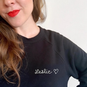 Personalized Chainstitch Sweatshirt. Embroidered Monogram. Adult ...