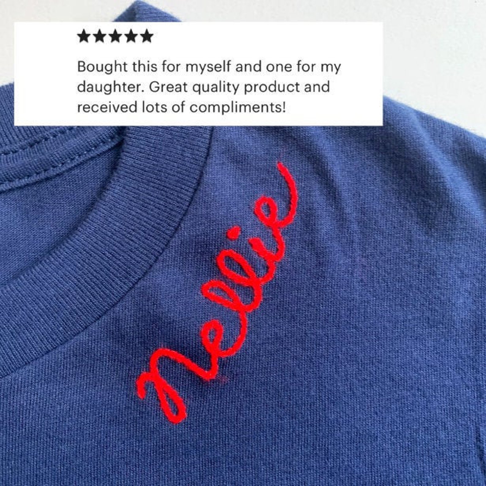 Personalized Collar Lettering T-shirt With Chain Stitch | Etsy
