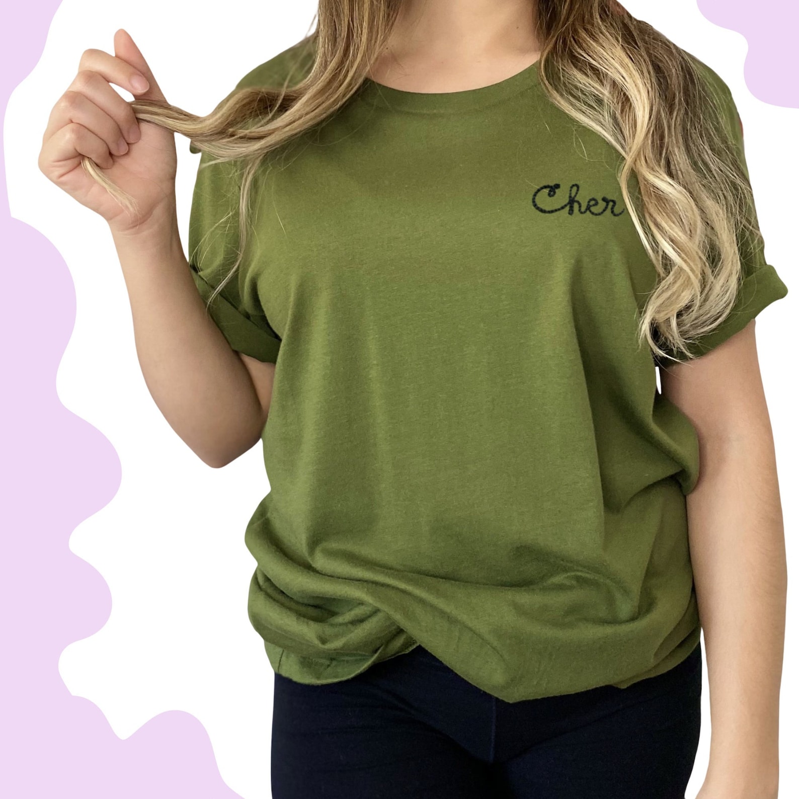 Personalized Collar Lettering T-shirt. Chain Stitch | Etsy