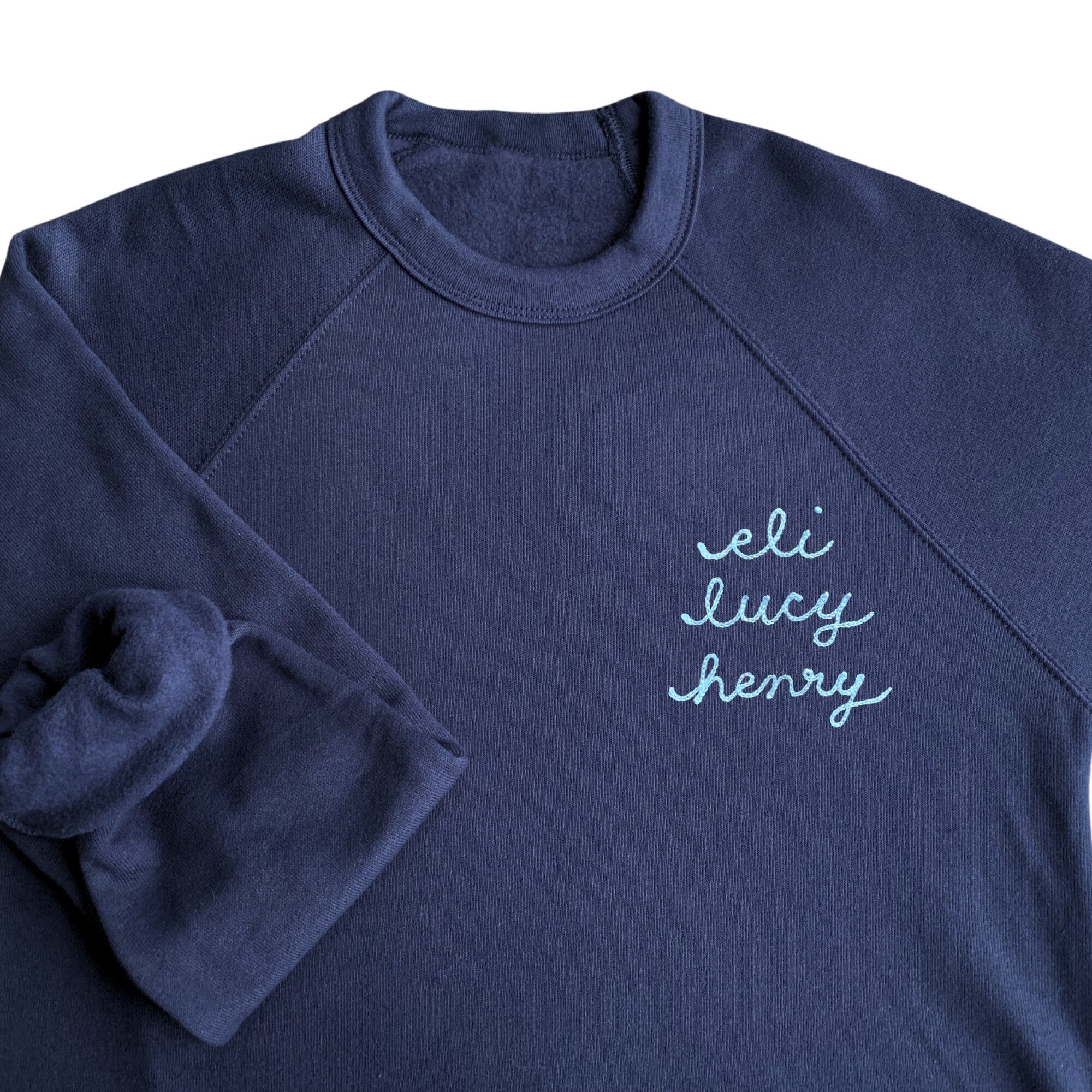 Custom Name Sweatshirt With Chainstitch Lettering. Personalized Gift ...