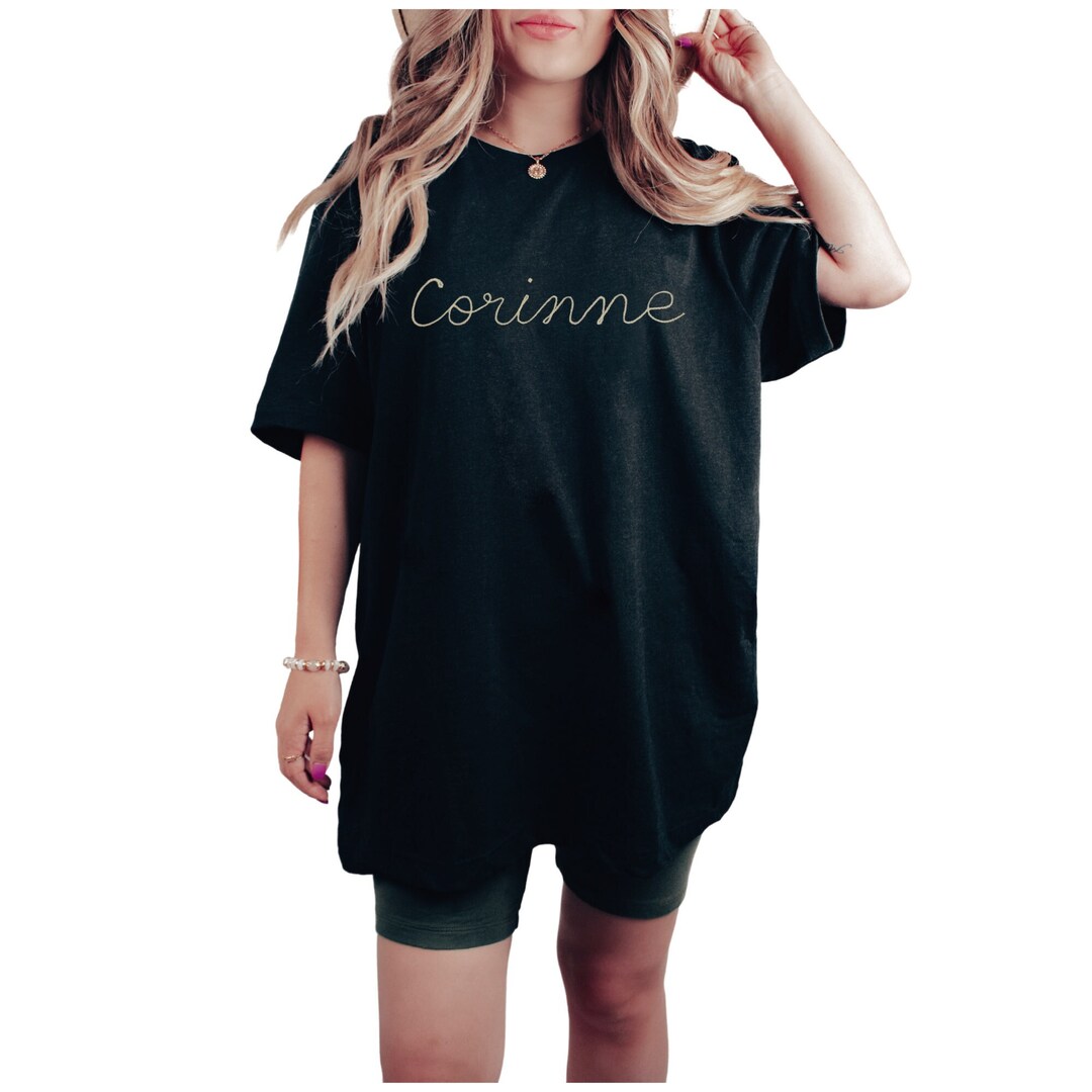 Custom Embroidered Shirt With Hand Written Name. Oversized T Shirt ...