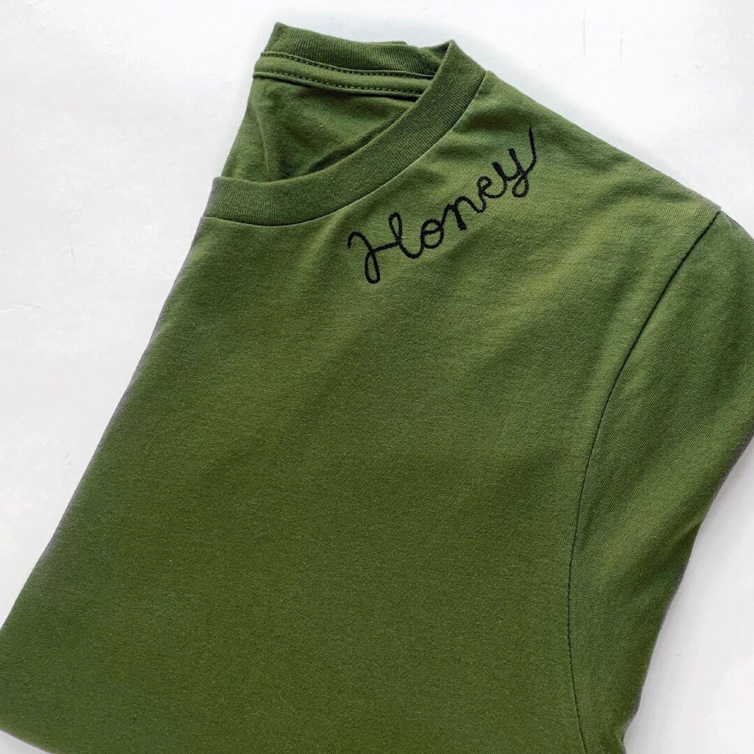 Custom Embroidered Monogram Shirt, Neckline Embroidered Lettering T ...