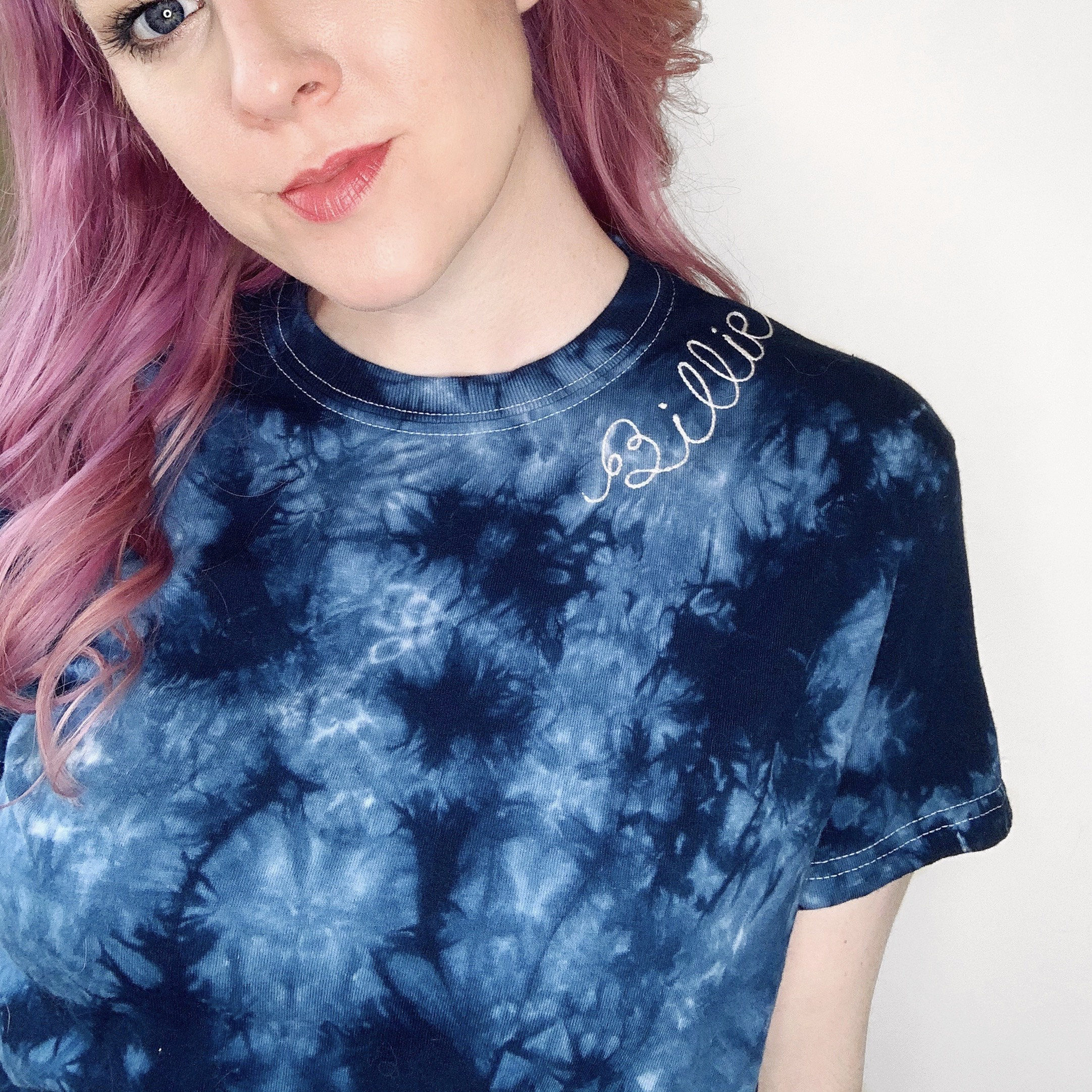 Personalized Tie Dye Shirt, Custom Embroidered Shirt With Neckline Name ...
