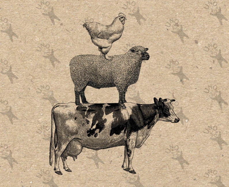Stacking Cow Sheep Chicken Rooster Image Instant Download | Etsy