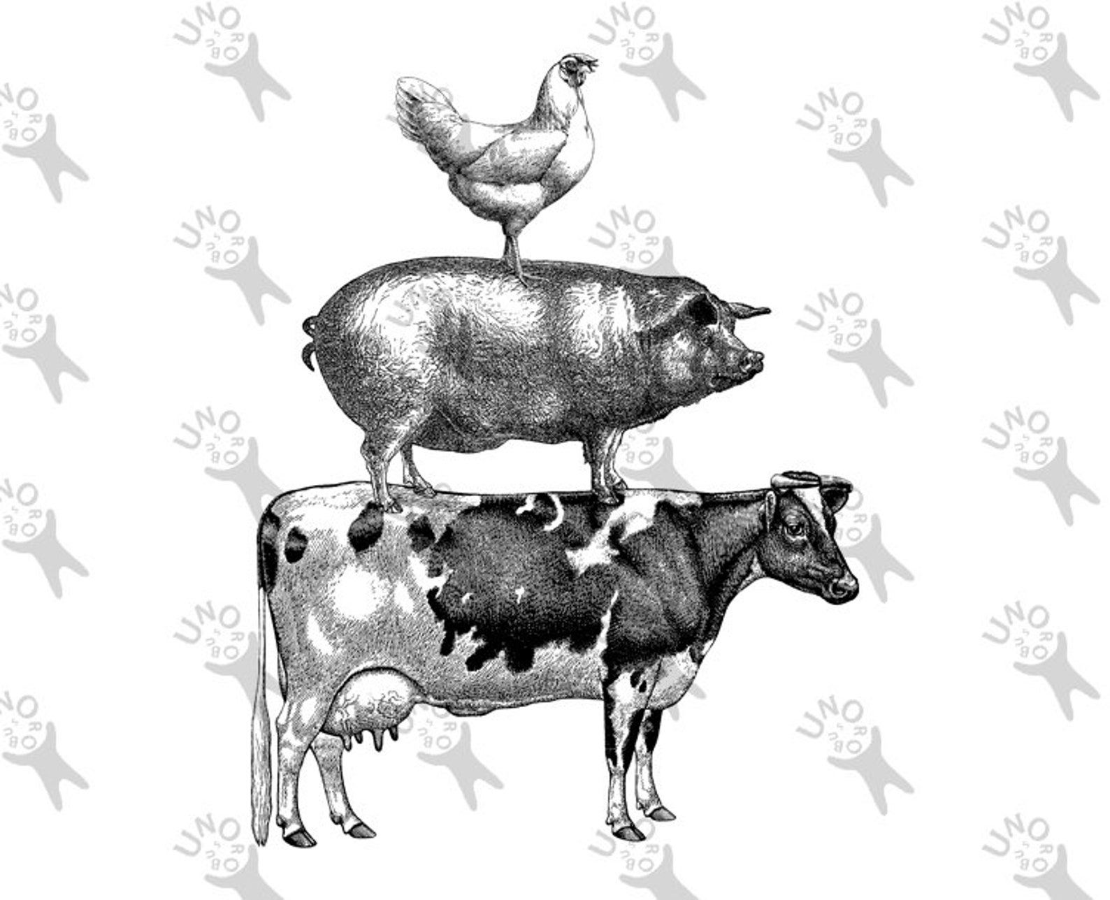 Stacking Cow Pig Chicken Rooster Image Instant Download | Etsy
