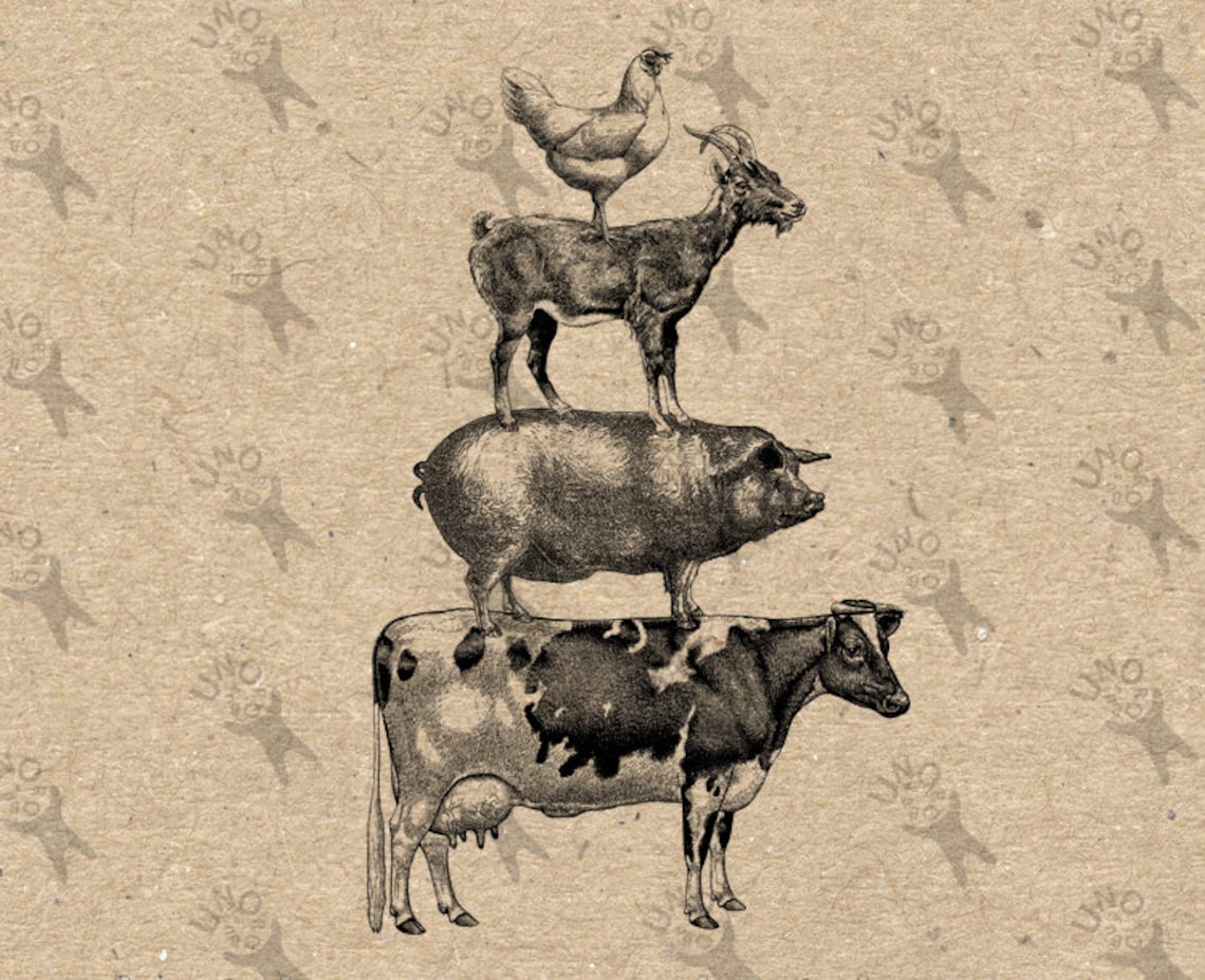 Stacking Cow Pig Goat Chicken Rooster Image Instant Download | Etsy