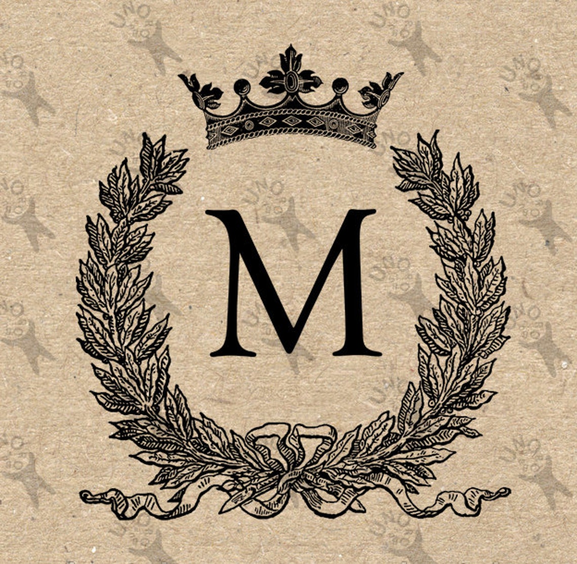 Vintage Monogram Initial Letter M Crown Instant Download | Etsy