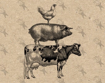Pig Cow Chicken | Etsy