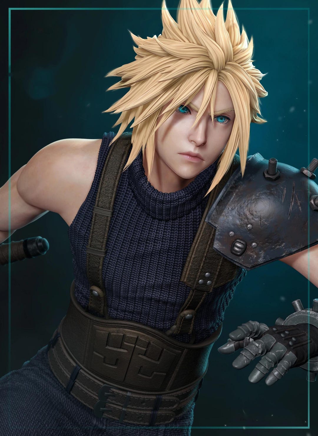 Stormblade Buster Warrior | Spiky Hair Greatsword Hero | Fantasy Action ...