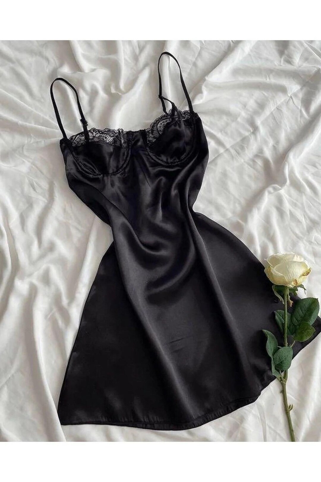 Black Mini Night Dress - Etsy