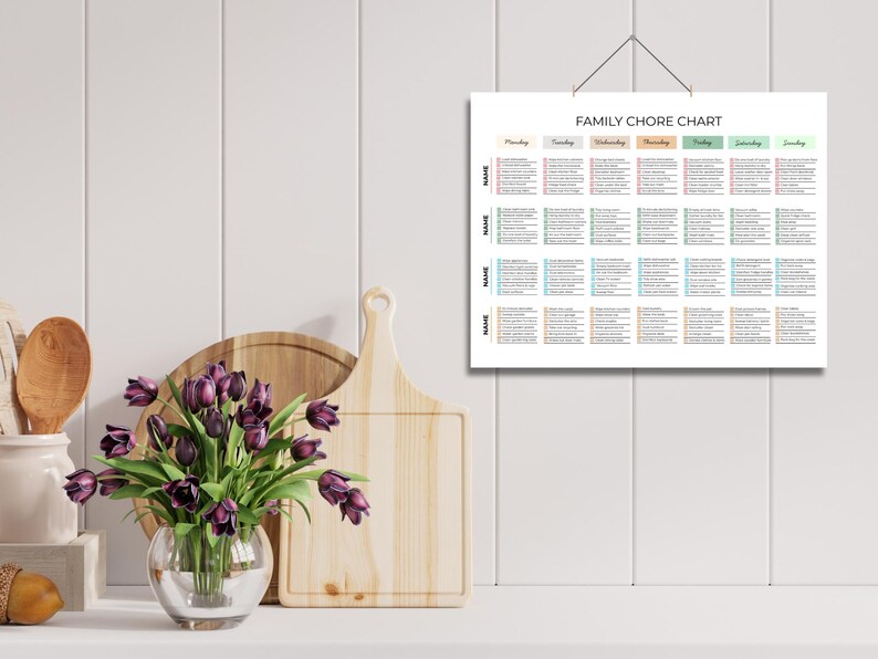 Printable Family Chore Chart Plan ADHD Household Management Guide Daily ...