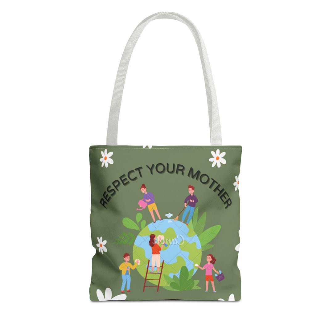 Respect Your Mother Earth Tote Bag | Floral Daisy Eco Illustration - Etsy