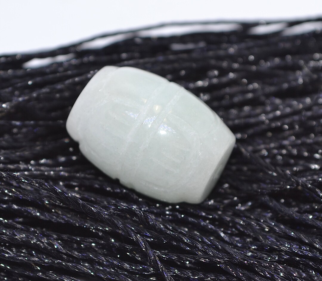 Light Green Jade Carved Barrel Bead DB209 - Etsy