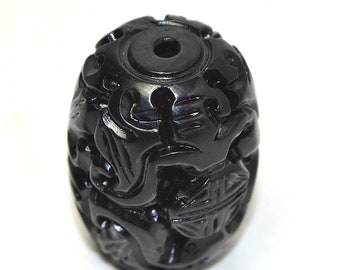 Carved Jet Pendant - Etsy