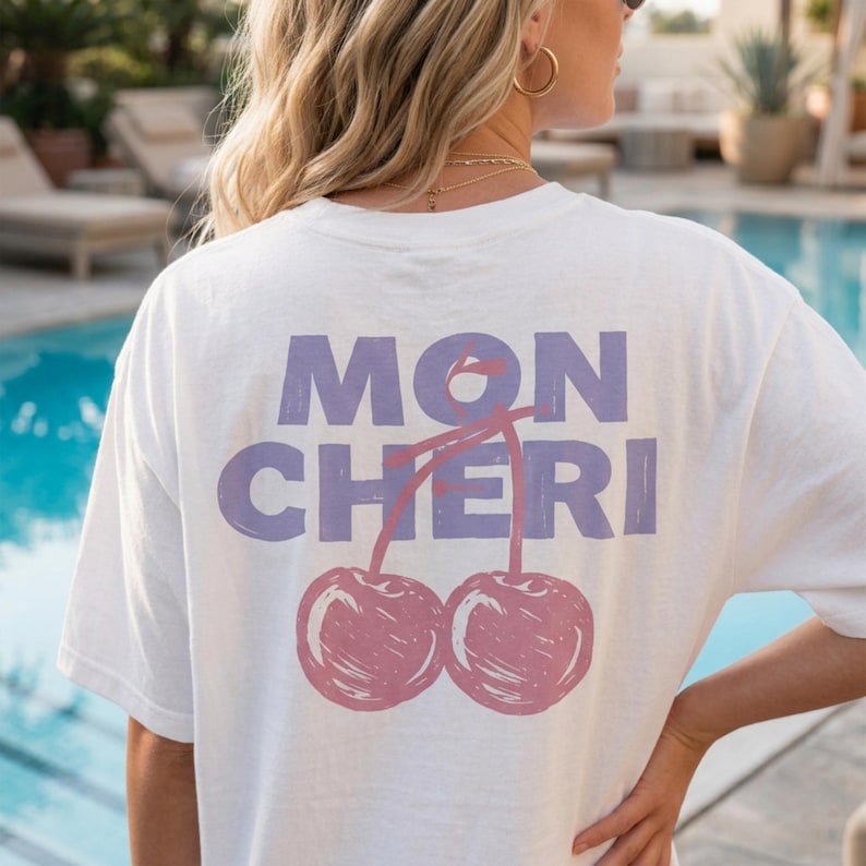 Mon Cheri T-shirt | Cherry Graphic Tee | French Riviera Shirt ...