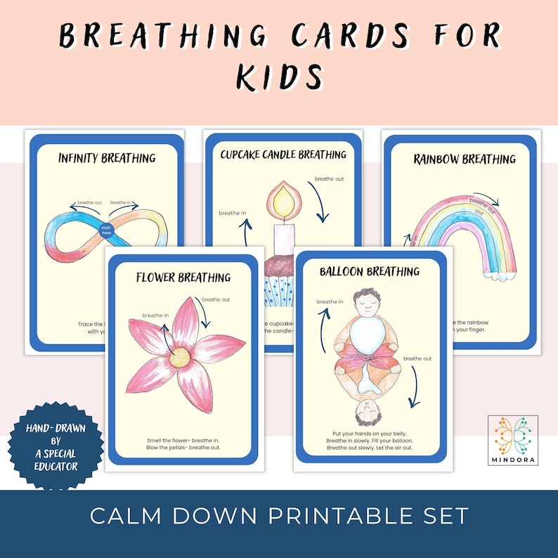 Kids Breathing Cards | Mindfulness Exercises, Calm Down Tools ...