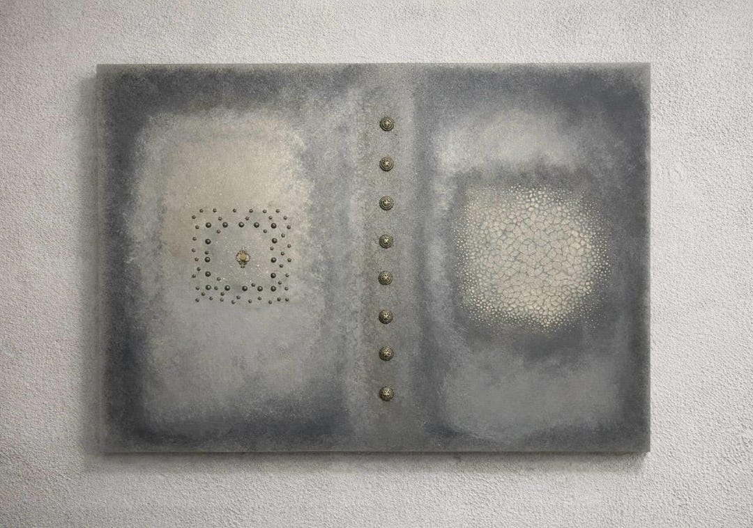 Dialogue Between Two Spaces – Abstract Acrylic Painting With Metal ...