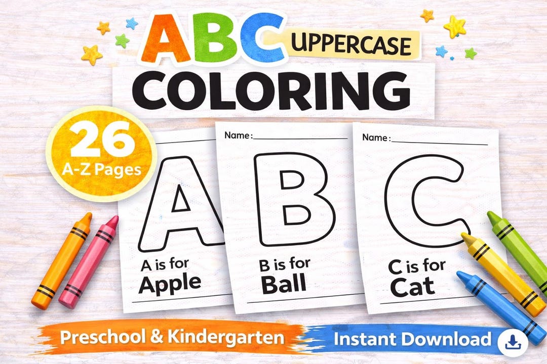 Uppercase Alphabet Coloring Pages, A-Z Worksheets for Preschool ...