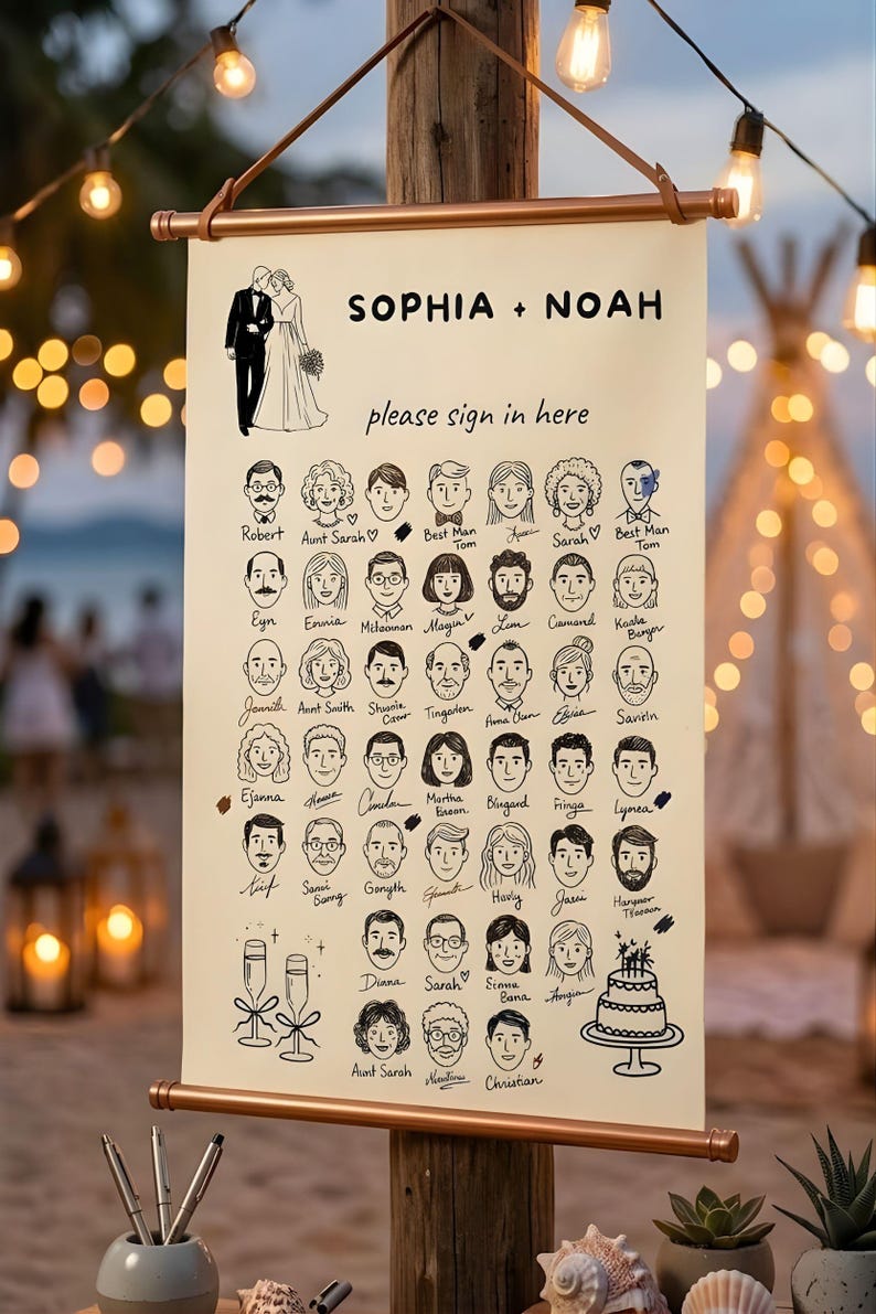 Personalized Wedding Guest Book Alternative Poster, Interactive Guest ...