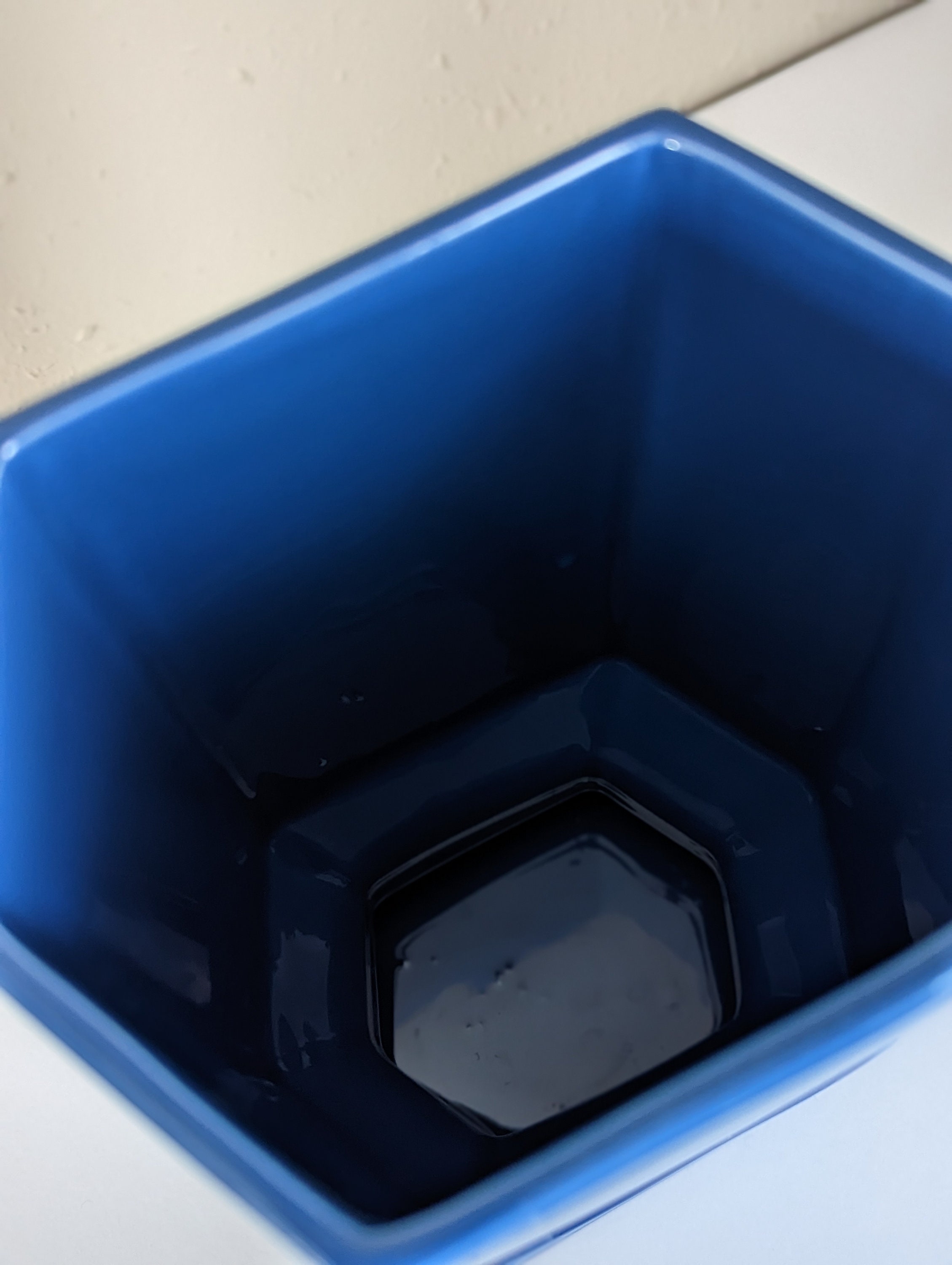 Vintage Ethan Allen Blue Geometric Temple Jar Ceramic Vase Urn With Lid ...