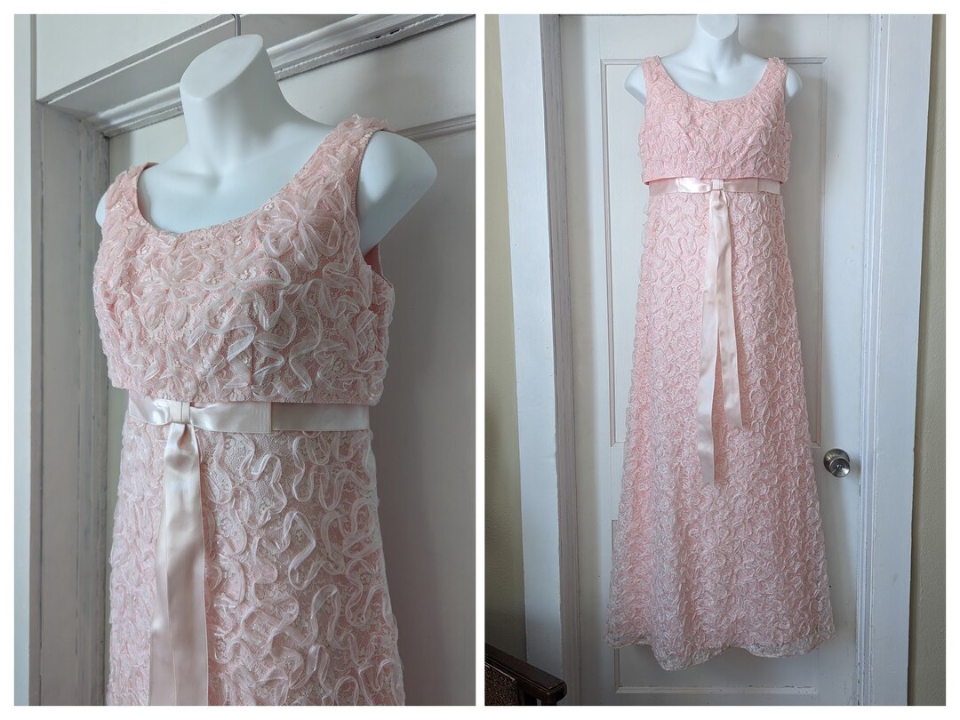 Vintage 1960s Prom Dress Light Pink Floor Length Maxi Dress Tank Top ...