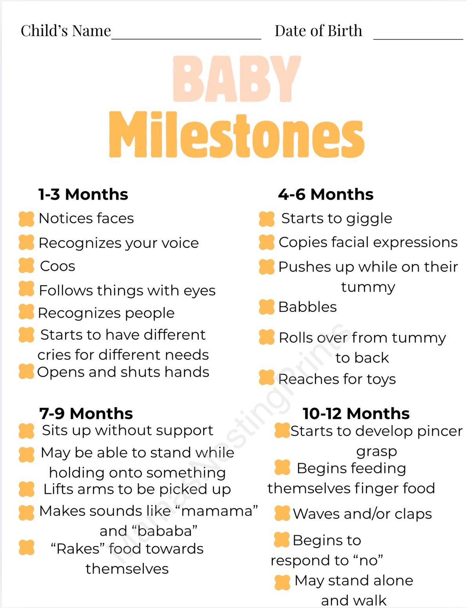 Baby Milestones Tracker Bundle | Infant Development Checklist ...