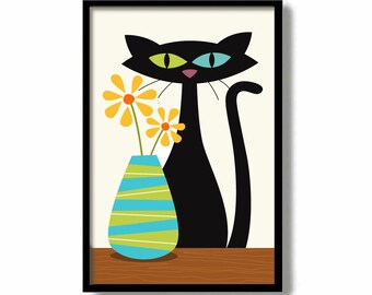 Modern cat art | Etsy
