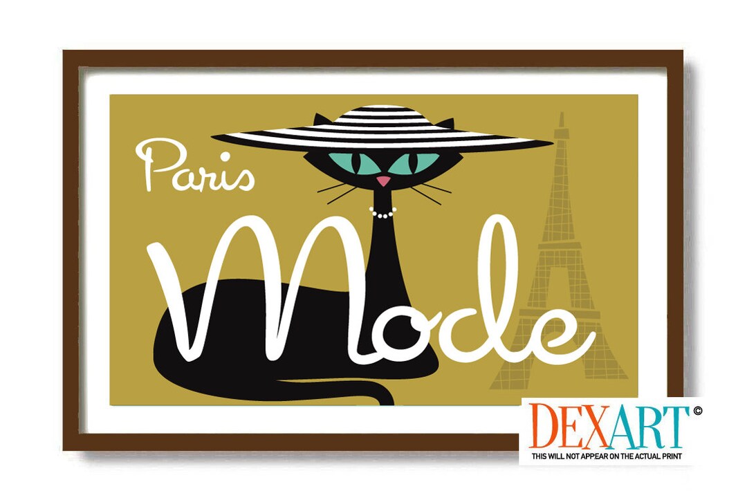 French Fashion Cat Art Print, Eiffel Tower, Cat Mom Gift, Boudoir Art ...