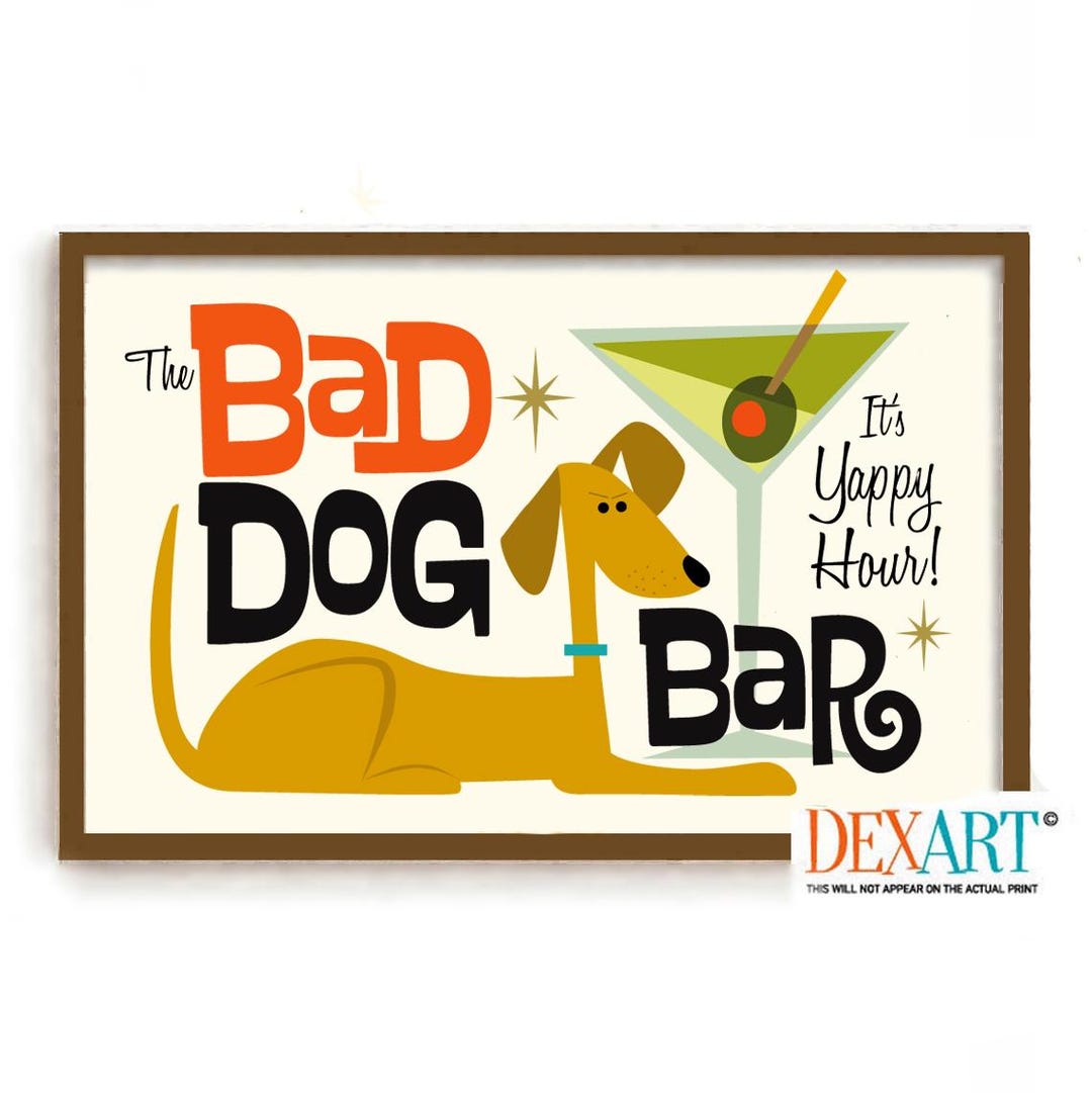 Mid Century Modern Home Decor Dog Wall Art Prints, Labrador Retriever, Mutt Dog Gift, Bad Dog ...