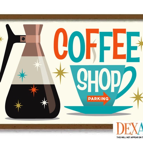 Mid Century Modern Kitchen Art Print Retro Coffee Cup Cafe - Etsy