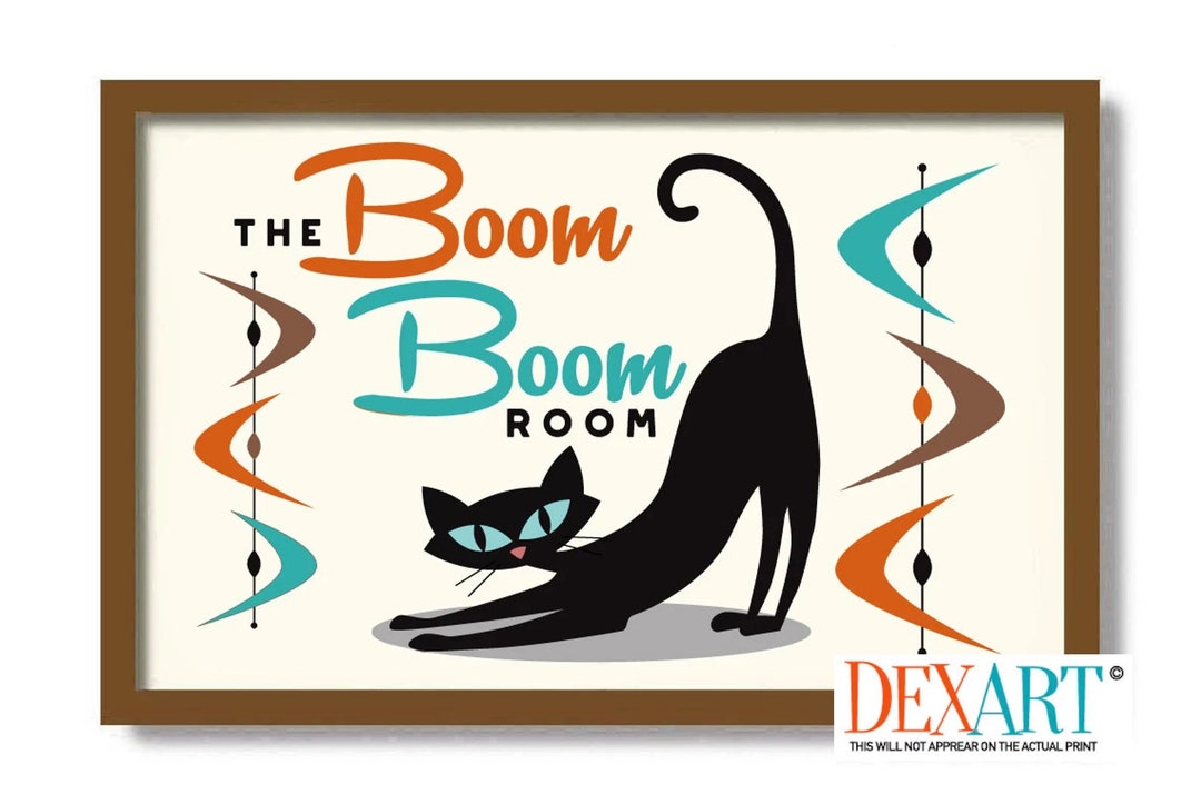 Nightclub Poster Retro Cat Lover Gift Mid Century Modern Art - Etsy