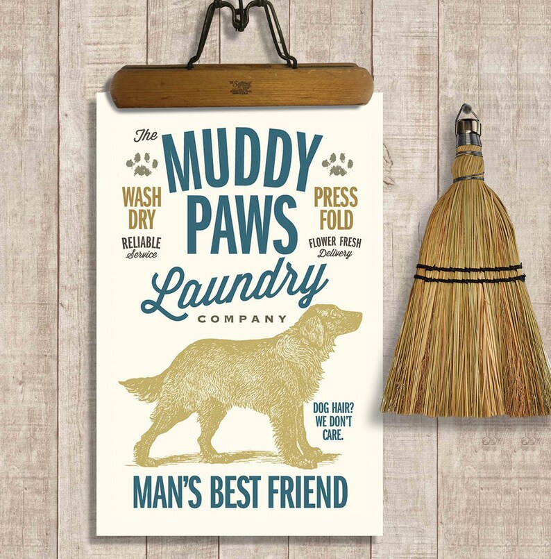 Laundry Room Sign Muddy Paws Dog Art Golden Retriever - Etsy