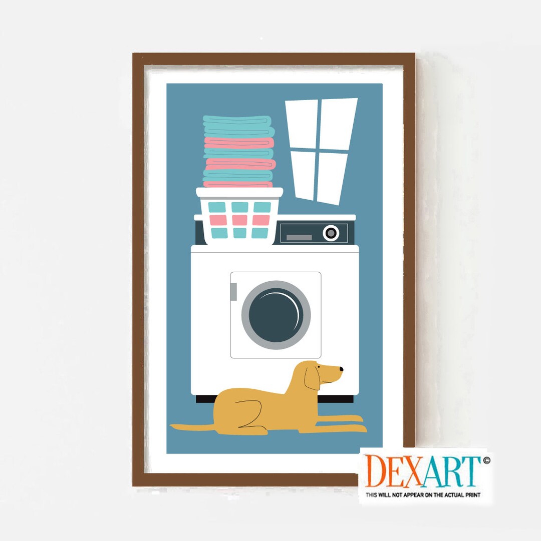 Laundry Room Decor Yellow Lab, Bathroom Dog Art Print, Laundry Sign ...