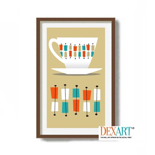 Set of 6 Coffee Print Mid Century Modern Wall Art Decor - Etsy