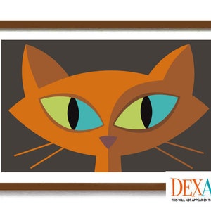 Mid Century Modern Orange Cat Art Print, Cat Wall Art Decor, Cat Gift ...
