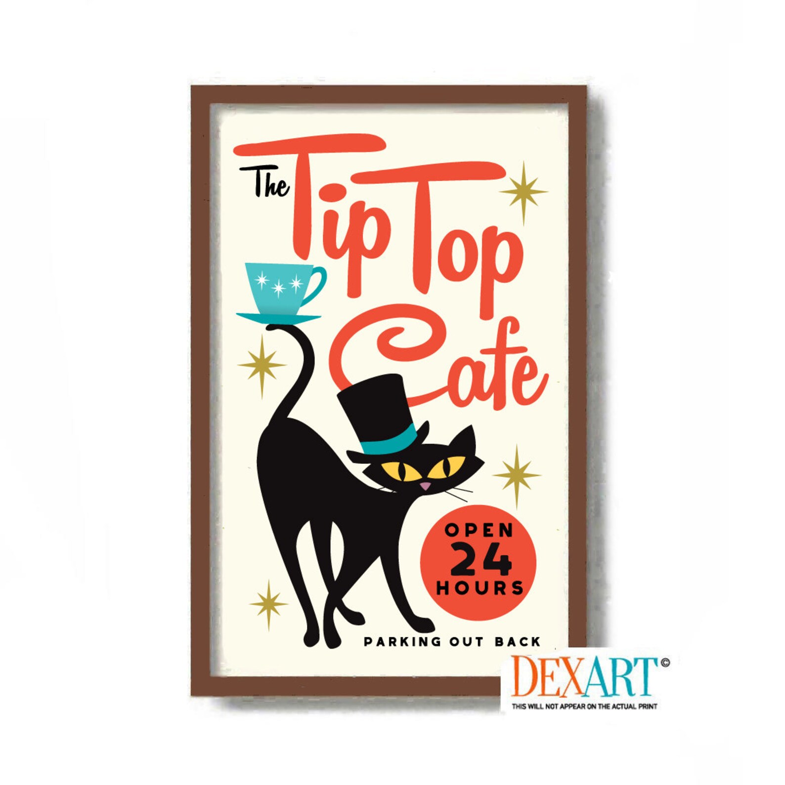 Atomic Cat Art Print Diner Sign Mid Century Modern Art - Etsy