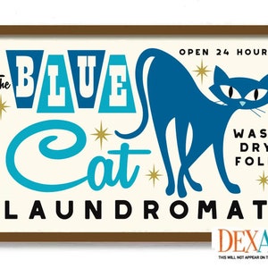 Retro Cat Laundry Room Decor, Mid Century Modern Art Print, Cat Wall ...
