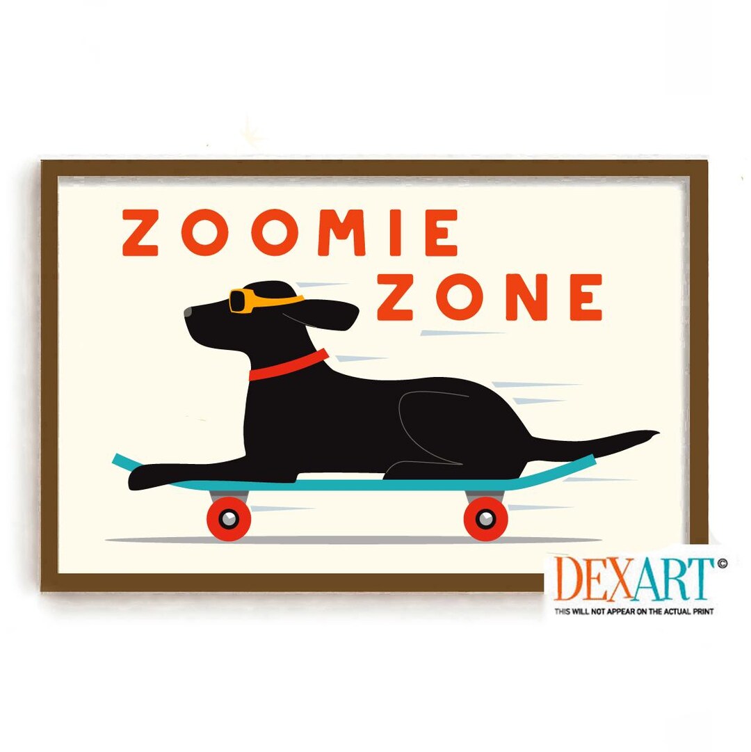 Black Lab Art Print, Zoomies Skateboard Dogs Play Area, Dog Wall Art ...