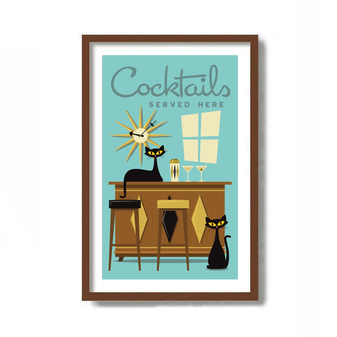 Mid Century Modern Art Cocktail Bar Sign Bartender Gift Bar | Etsy