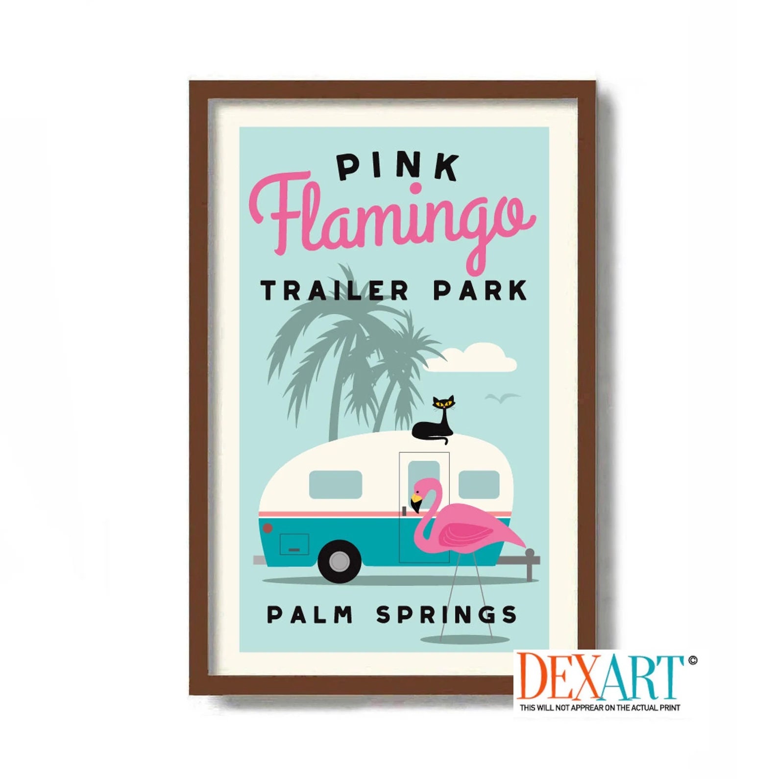 Mid Century Modern Wall Art Pink Flamingo Decor RV Camper - Etsy