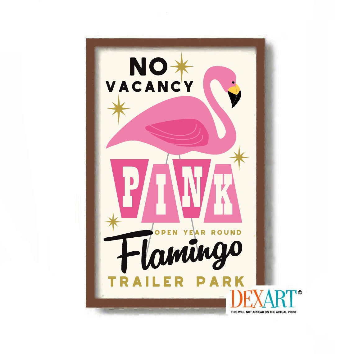 Mid Century Modern Pink Flamingo Wall Art, Flamingo Decor, RV Camper ...