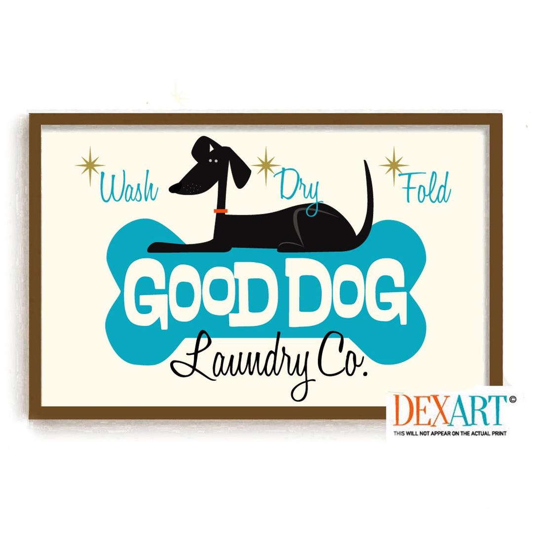 Dog Laundry Room Decor Wall Art Print, Atomic Dog Mid Century Modern ...