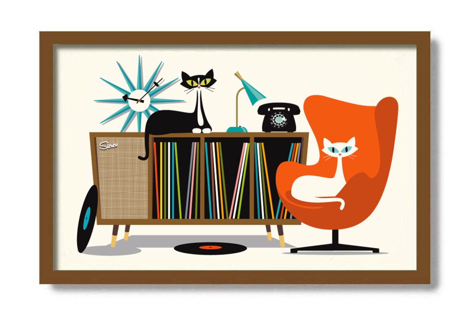 Mid Century Modern Cat Art Print Atomic Cat Gifts Retro - Etsy