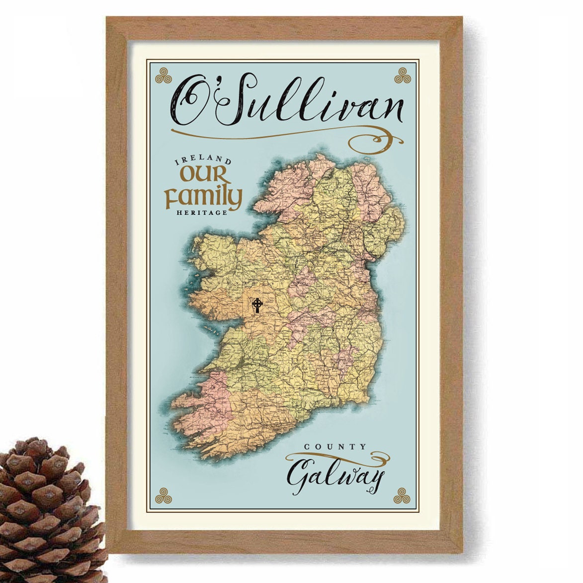 Personalized Ireland Map Irish name Gifts Irish Family Name | Etsy