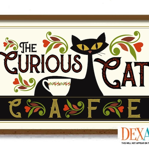 Black Cat Print French Cafe Bonjour Sign Gift Idea Kitchen Art - Etsy