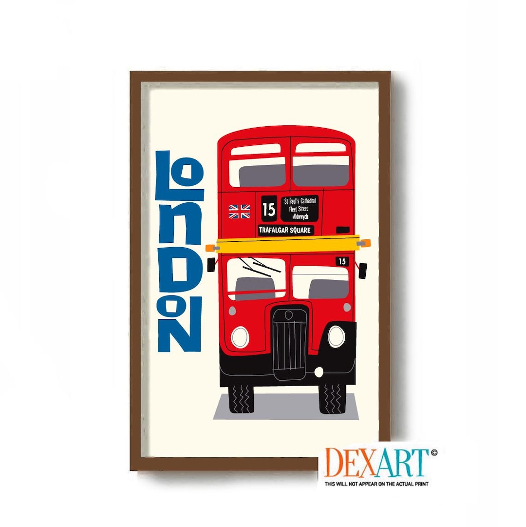 London Double Decker Bus Wall Art Print, British Decor, Routemaster Bus ...