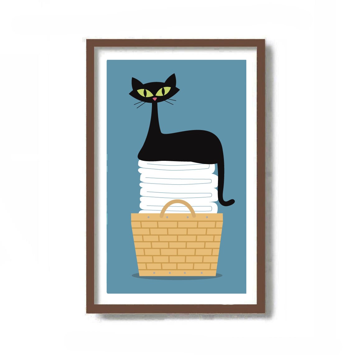 Black Cat Mid Century Modern Art Laundry Room Decor Cat Wall - Etsy