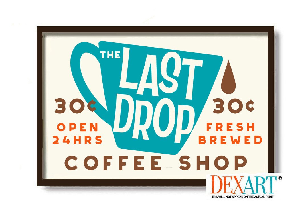 Retro Kitchen Art Print, Coffee Cup, Coffee Bar Sign, Mid Century ...