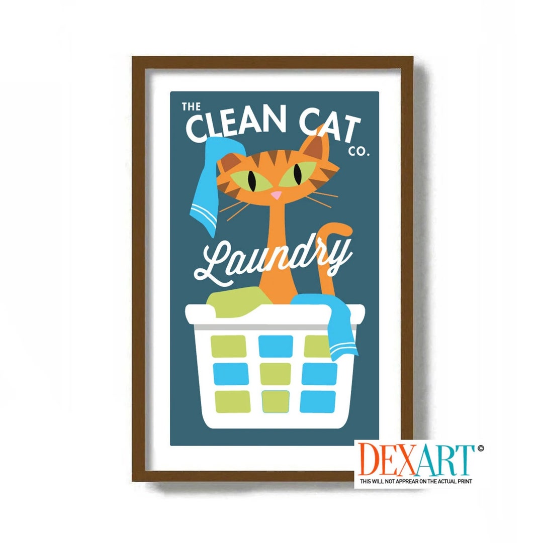 Cat Art Print Laundry Room Decor Cat Lover Gift Idea Orange Cat Tabby ...
