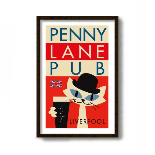 Penny Lane Cat Lover Gift Mid Century Modern Wall Art | Etsy